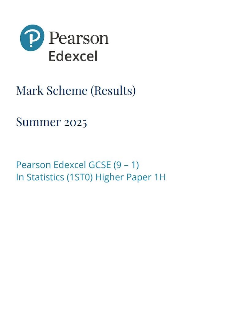 2025 Pearson Edexcel GCSE Paper 1 Statistics + Mark Scheme 1st0 1h - Etsy