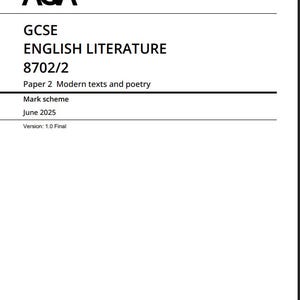 2025 AQA GCSE English Literature Paper 2 and Mark Scheme 8702/2 Modern ...