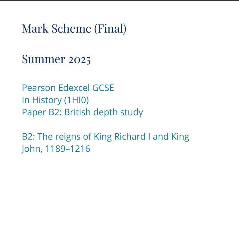 2025 Pearson Edexcel GCSE History Paper B2 + Mark Scheme 1hi0 B2 - Etsy