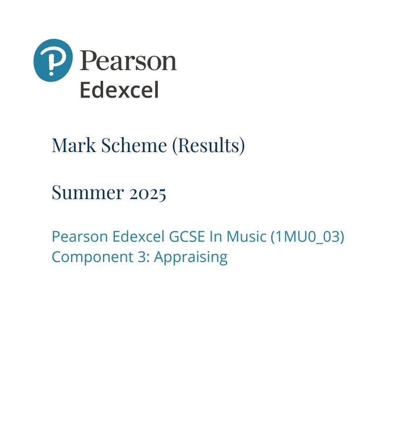 2025 Pearson Edexcel GCSE Music Paper 3 + Mark Scheme 1mu0 03 - Etsy
