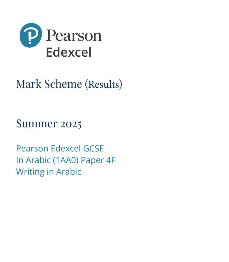 2025 Pearson Edexcel GCSE Arabic Foundation Tier Paper 4 + Mark Scheme ...