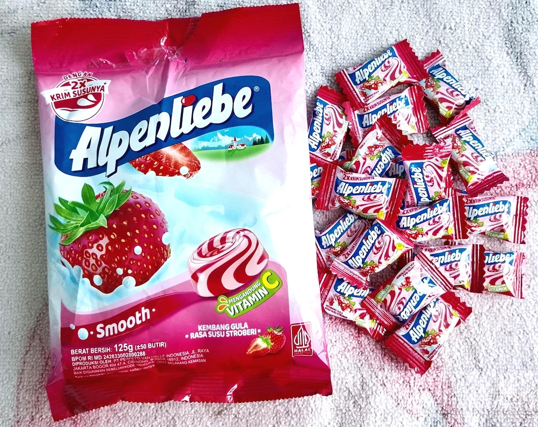 Alpenliebe Smooth Candy 1 Pack 125 Gr 50 Pcs Caramel and Strawberry ...