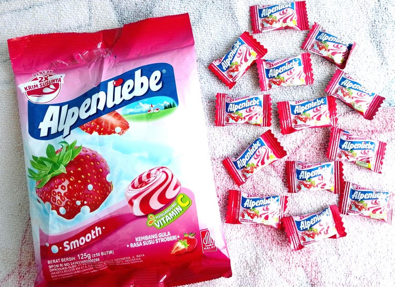Alpenliebe Smooth Candy 1 Pack 125 Gr 50 Pcs Caramel and Strawberry ...