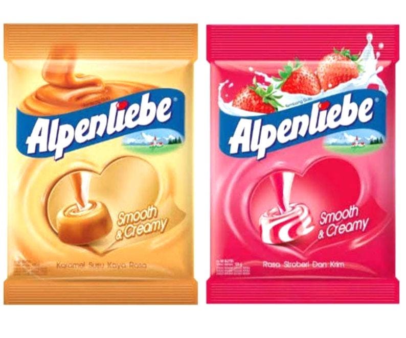 Alpenliebe Smooth Candy 1 Pack 125 Gr 50 Pcs Caramel and Strawberry ...