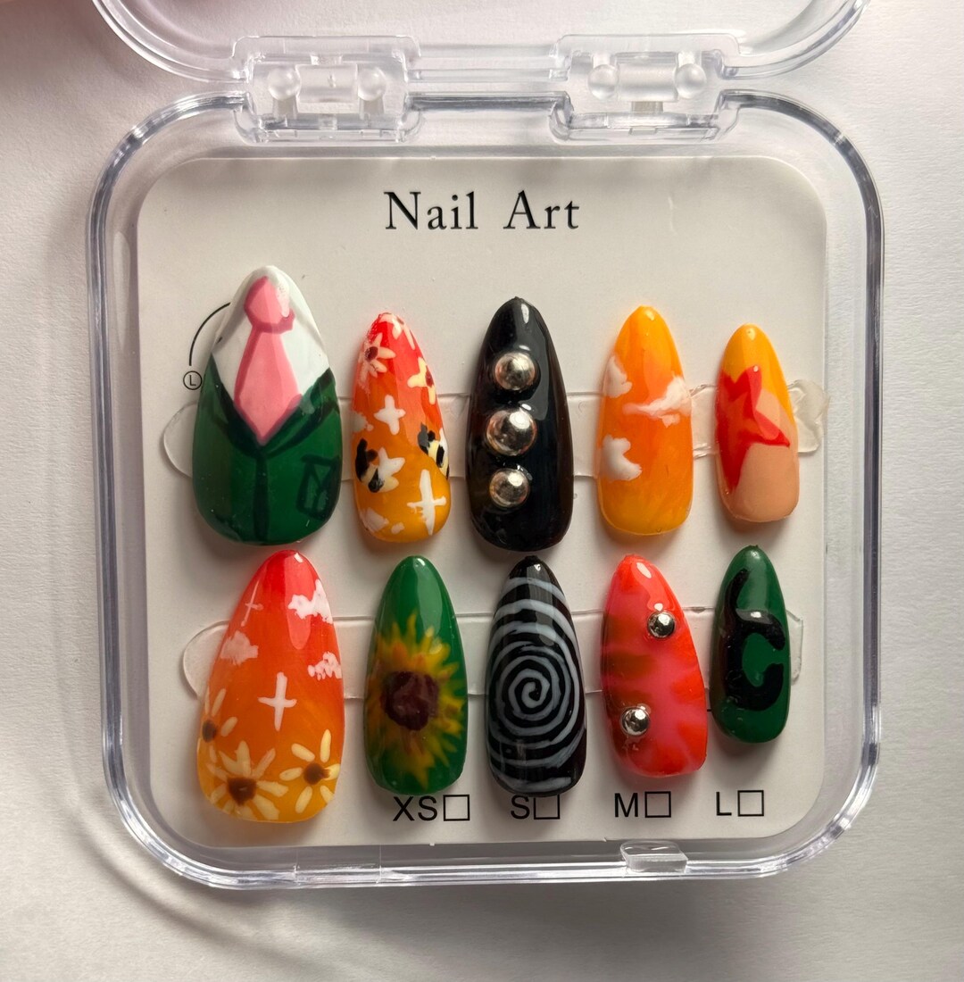 Tyler the Creator Inspired Press on Nails | Funky Bold Colorful Nail ...