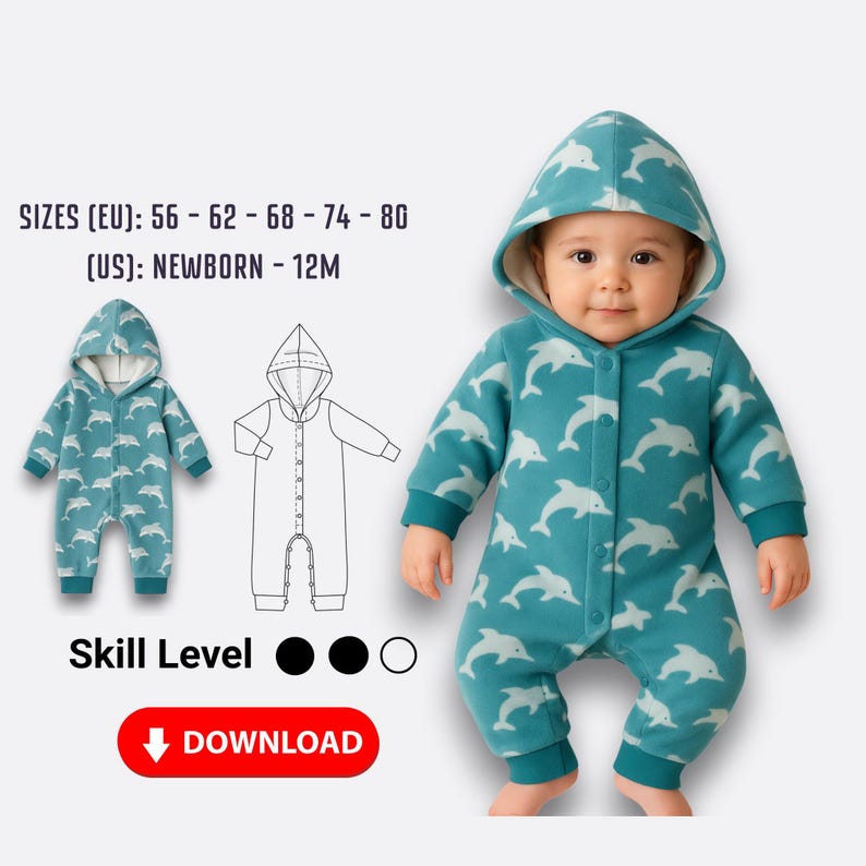Baby Overall Sewing Pattern: PDF Download (EUR 56-80 / US 0-12M) - Etsy