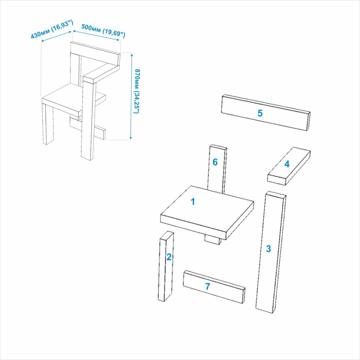 Simple Chair Design Plans, 870×500×430 Mm (digital Download) - Etsy