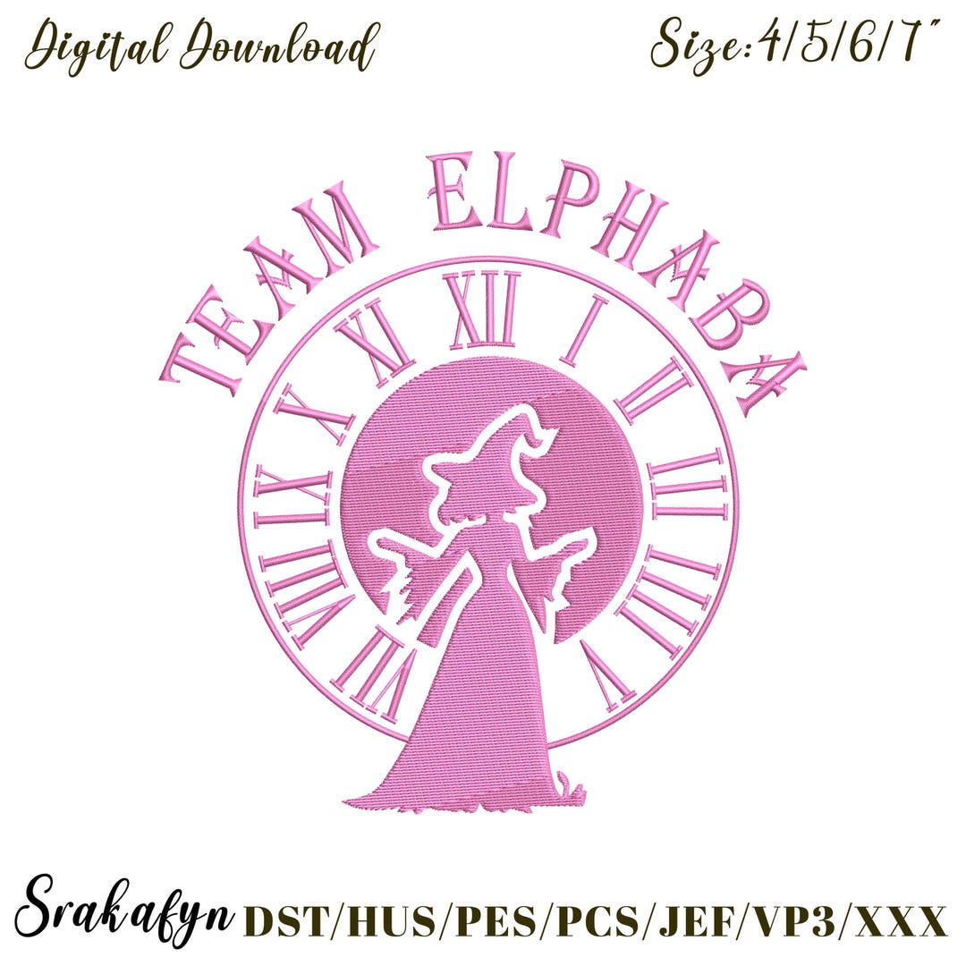 Wicked Team Elphaba Embroidery Design | Witch Clock Silhouette (digital ...