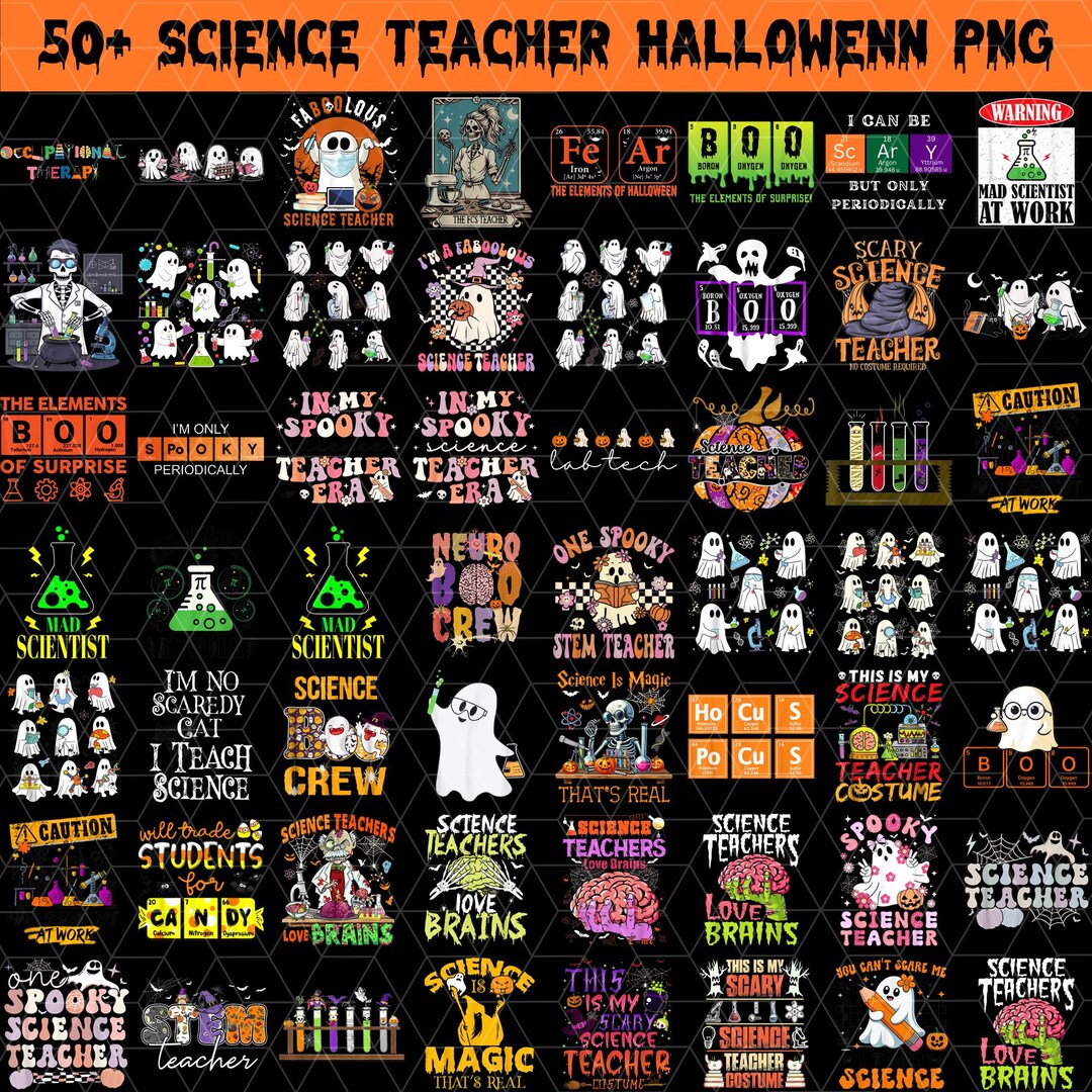 50+ Halloween Teacher Png Bundle, Spooky Science Teacher Halloween Png ...