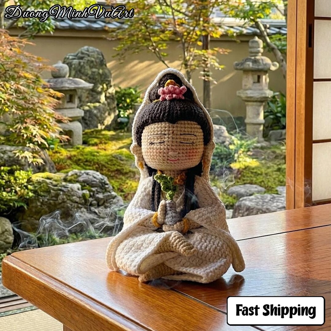 Handmade Avalokiteshvara Guanyin Crochet Doll, Goddess of Mercy ...