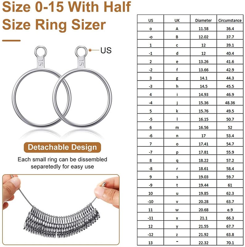 US UK Ring Mandrel Set, Sizer, Measuring Tool Kit for Accurate Ring ...
