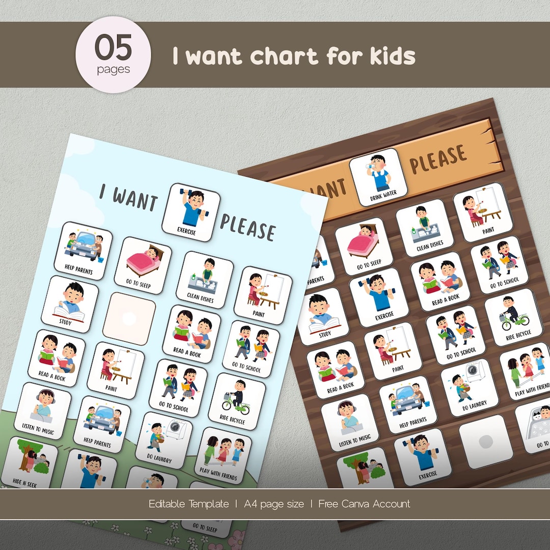 Editable I Want Chart for Kids, Printable Visual Schedule Autism, Daily ...