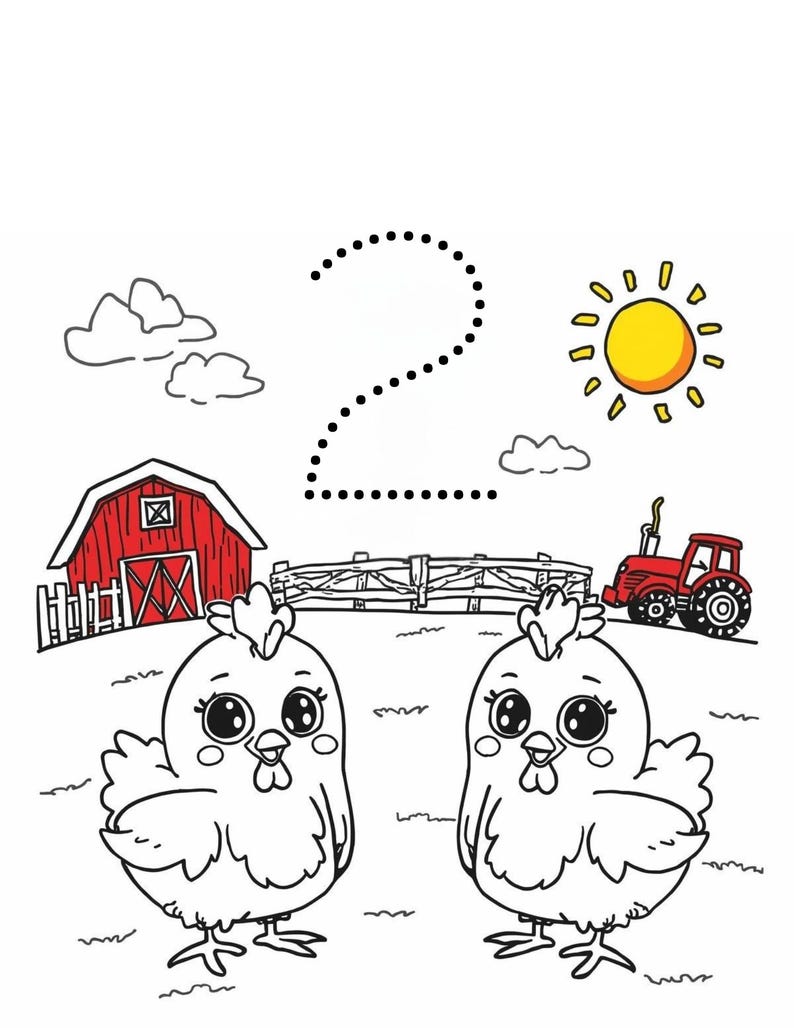Farm Animal Number Tracing & Coloring Worksheets: Preschool Activity ...