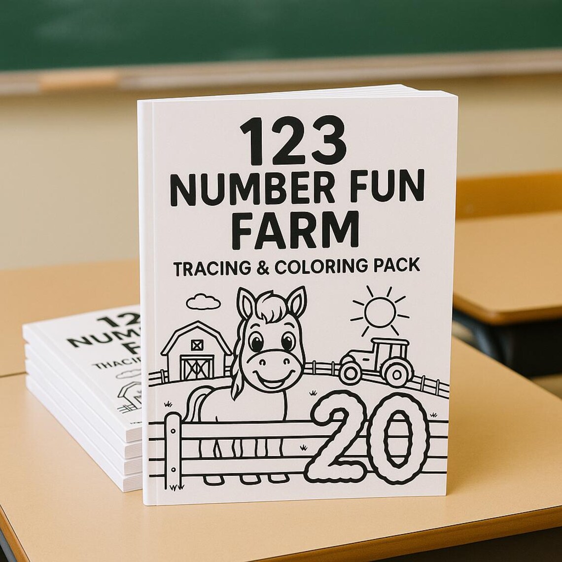 Farm Animal Number Tracing & Coloring Worksheets: Preschool Activity ...