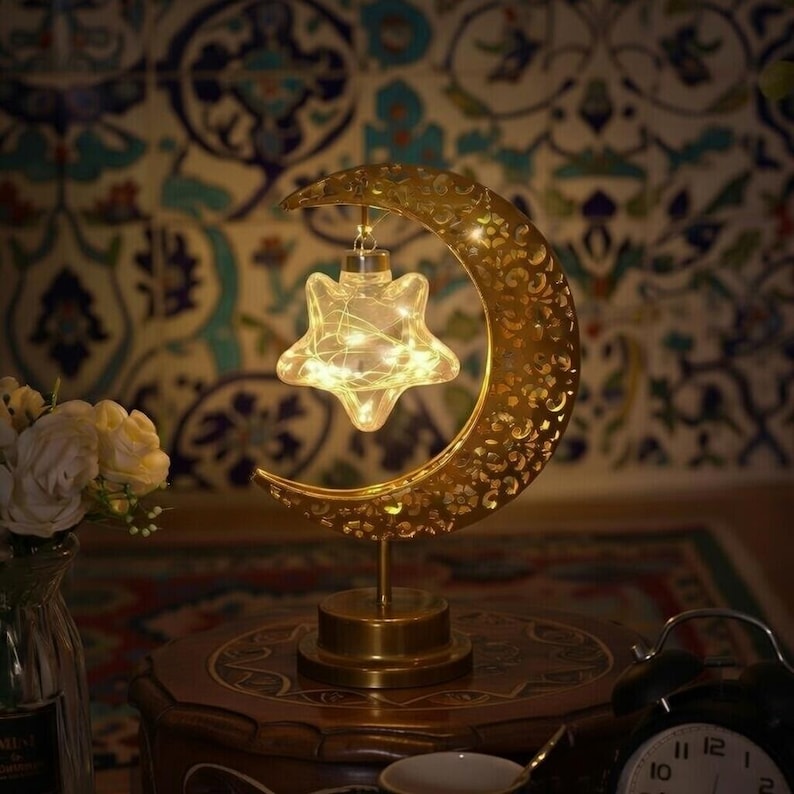 Turkish Moon Lamp With Warm Light Star: Fairy Room Decor, Ramadan Table ...