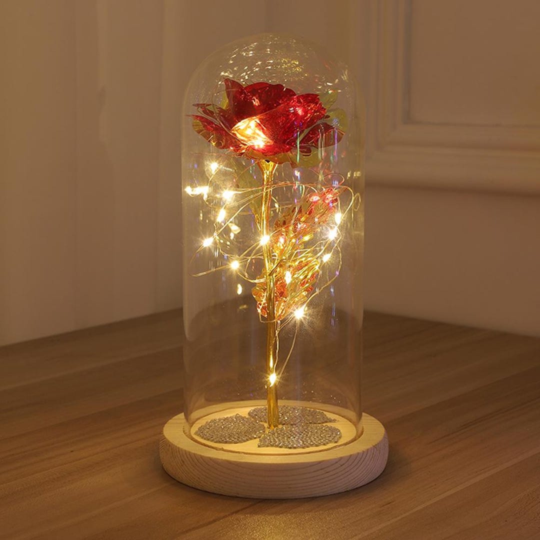 LED Rose Night Light | Handmade Romantic Room Decor | Battery Powered ...