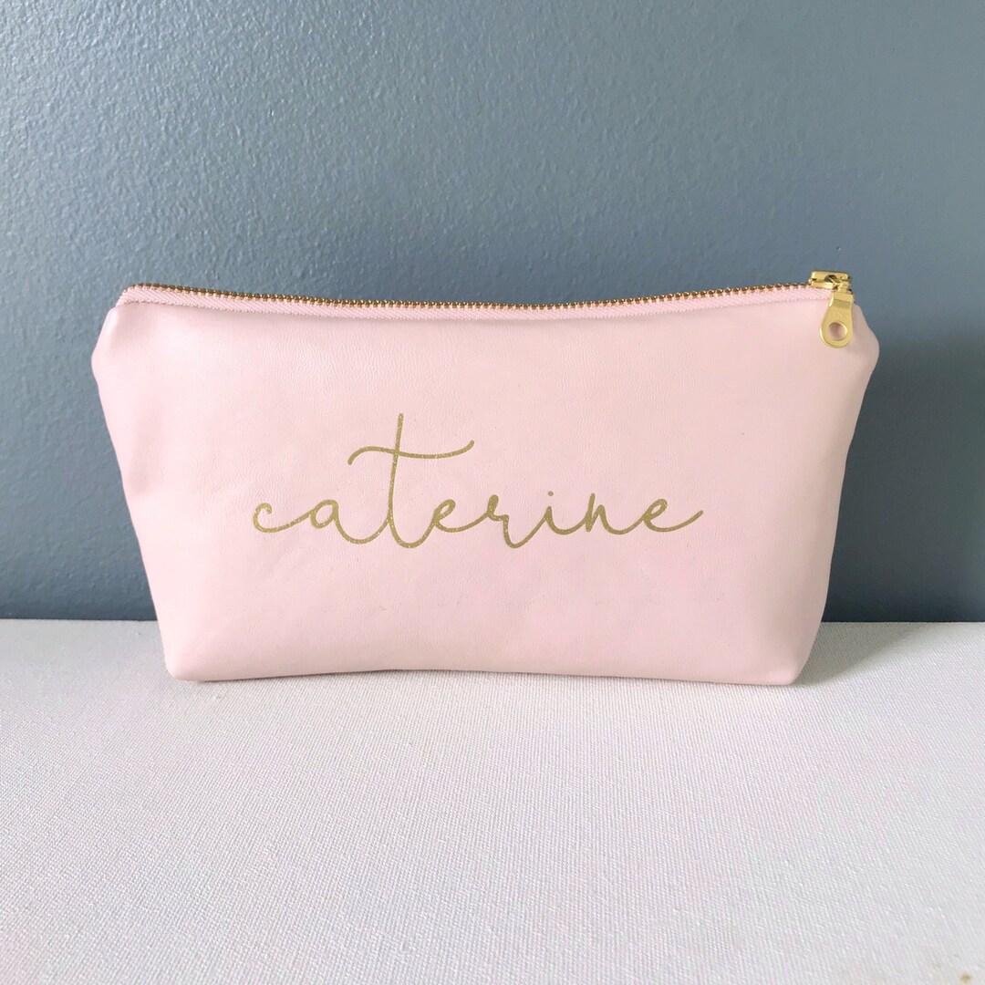 Personalized Rose Pink Makeup Bag Leather Alternative Bag - Etsy