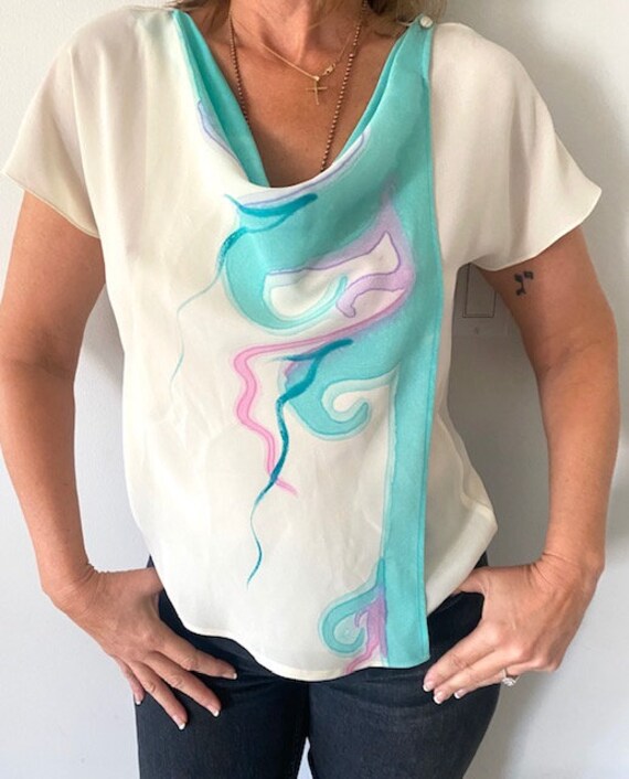 Vintage 70's Zizi Barbara Chodos, Sheer Wrap Cowl Nec… - Gem