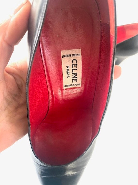 80's Celine Black Pumps with Red Leather Lining, Size… - Gem