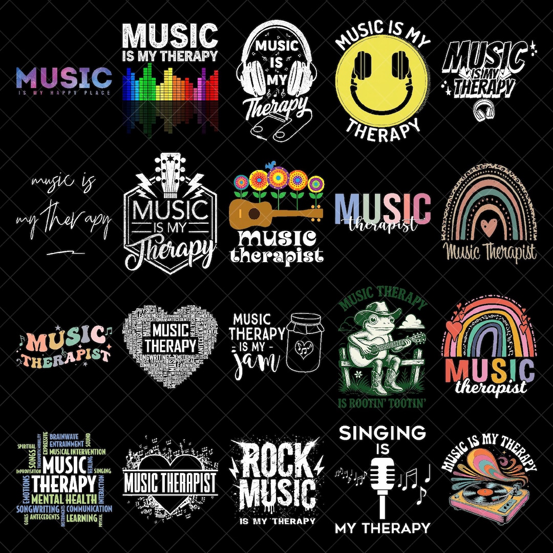 Music is My Therapy PNG Bundle, Music Therapist Sublimation Designs ...