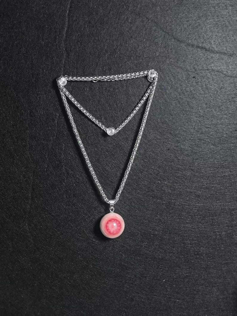 Handmade Pink Eyeball Pendant Necklace, Gothic Horror Jewelry, Resin ...