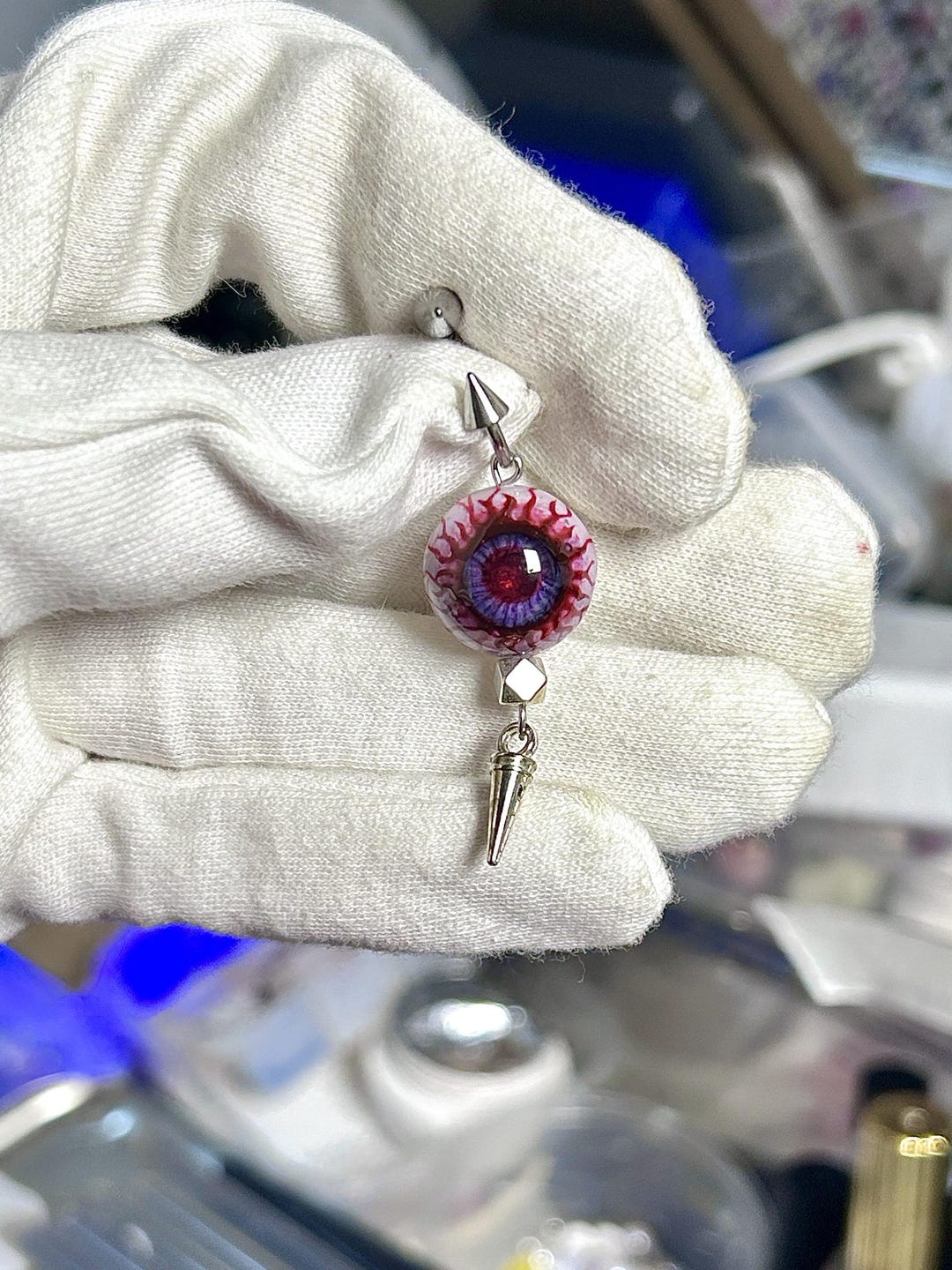 Gothic Horror Eyeball Dangle Earring – Handmade Resin Plaster Eye ...