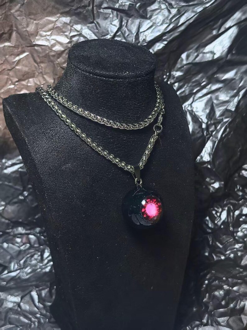 Handmade Pink Eyeball Pendant Necklace, Gothic Horror Jewelry, Resin ...