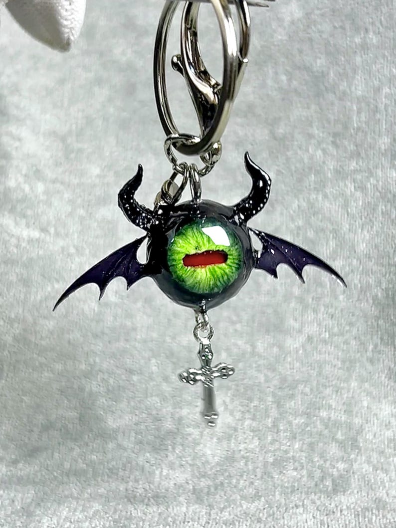 Handmade Resin Eyeball Goat Demon Keychain – Horned Baphomet Gothic ...