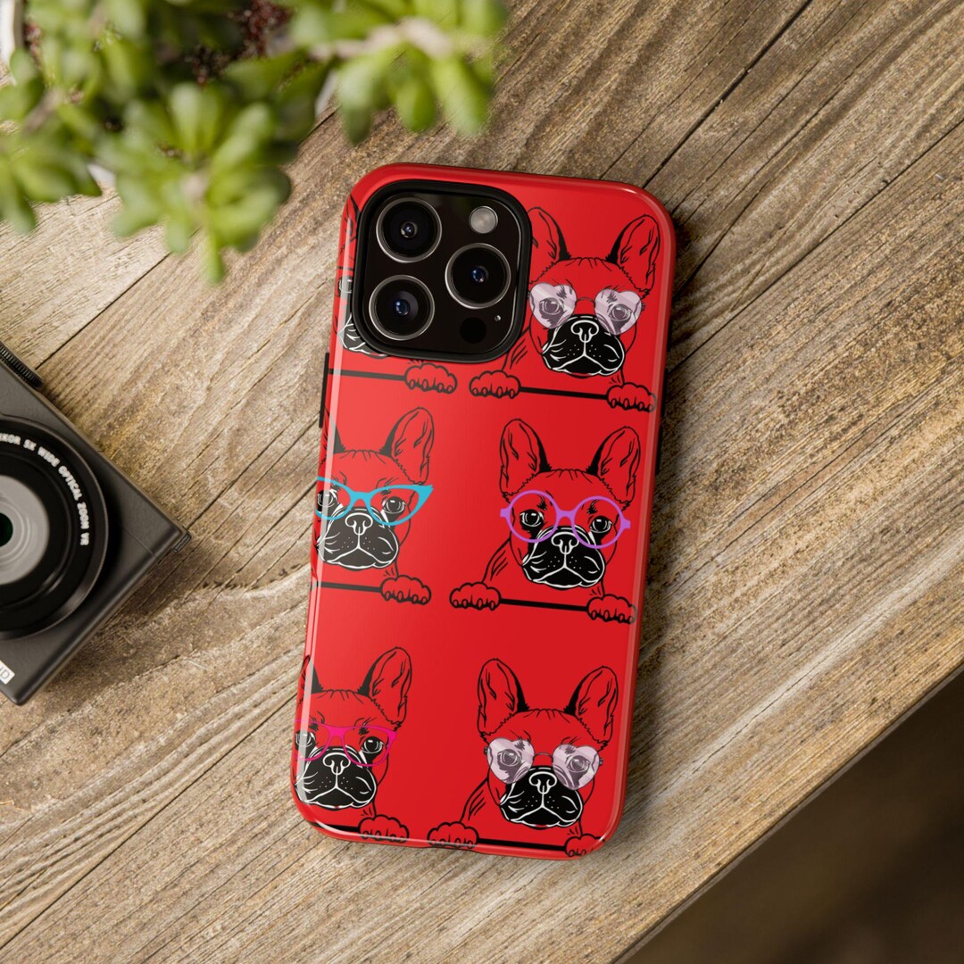 Colorful French Bulldogs With Cute Glasses Phone Case | Tough Cases ...