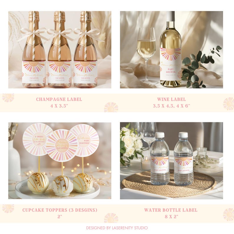 Editable A Little Ray of Sunshine Baby Shower Bundle | Canva Template ...