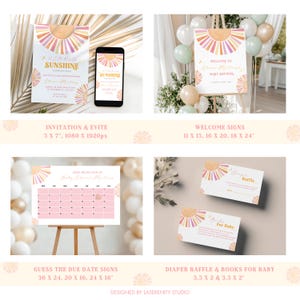 Editable A Little Ray of Sunshine Baby Shower Bundle | Canva Template ...