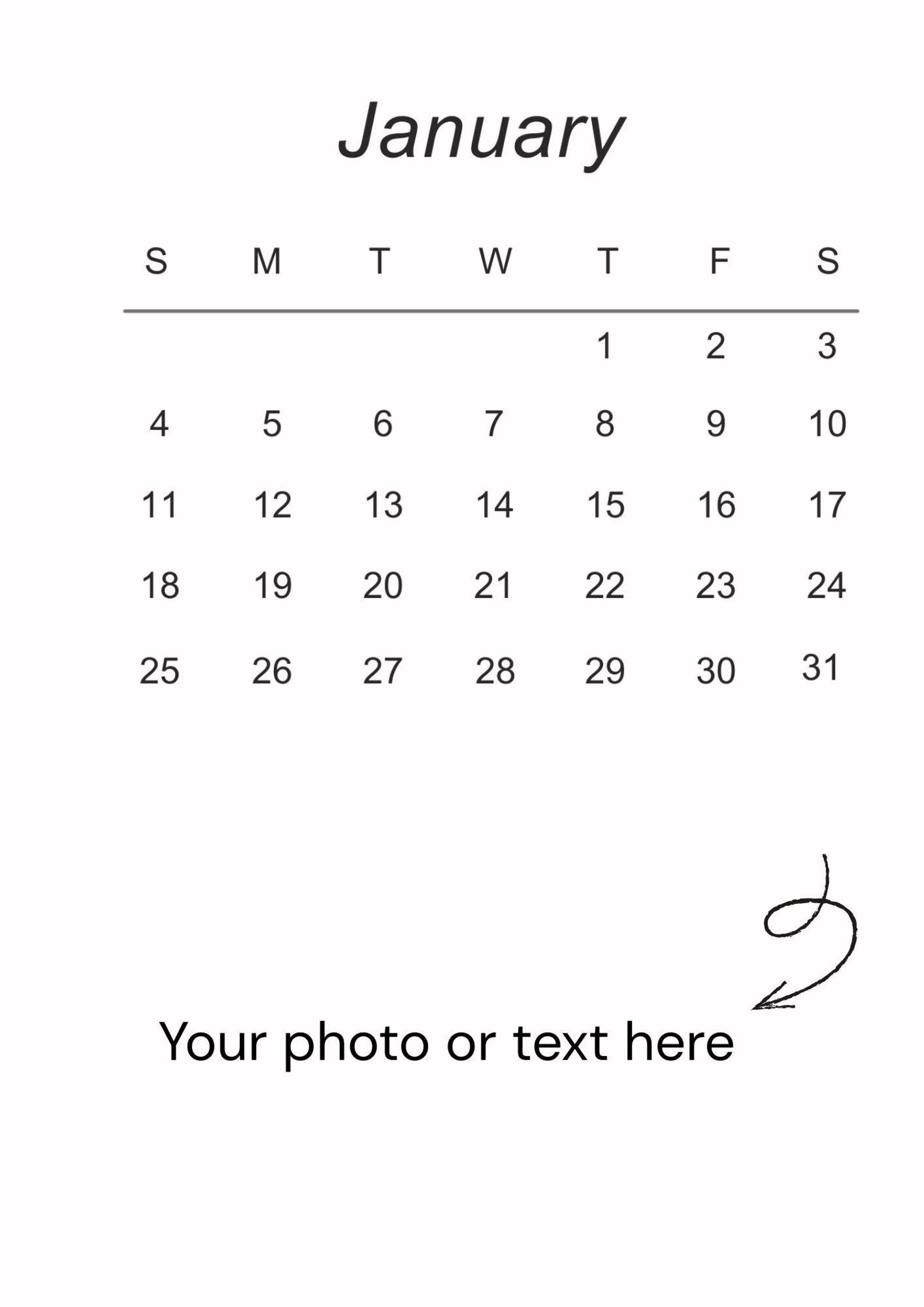 Design Yourself Printable Yearly Calendar 2026 Digital Download PDF in ...