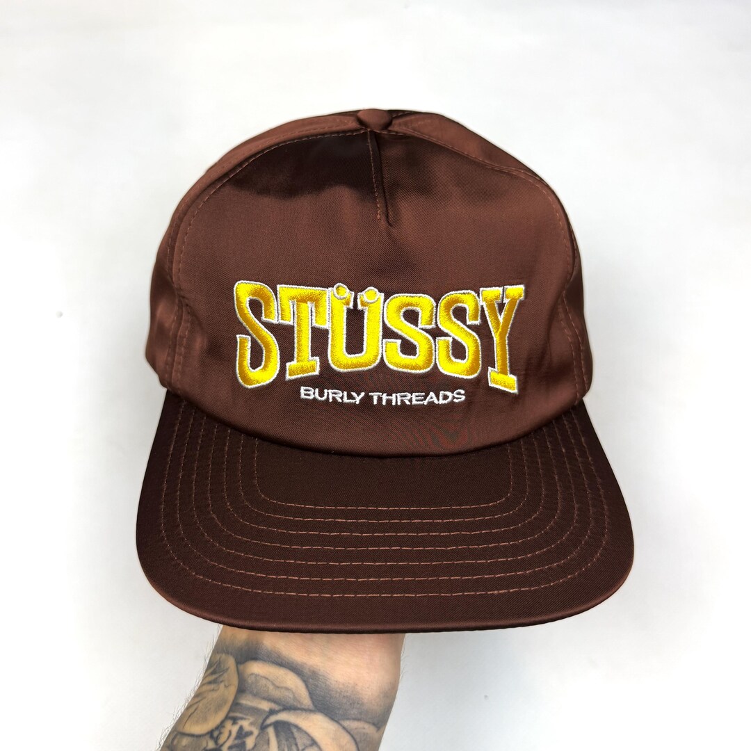 Stussy Burly Threads Snapback Cap Coffee Brown Baseball Hat Streetwear ...