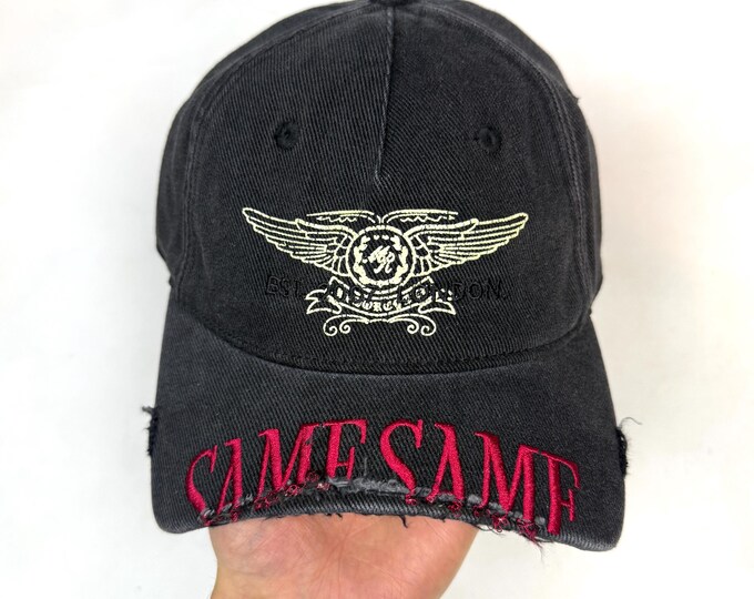 Martine Rose Cut Peak Back Cap Washed Black Cotton One Size Adjustable ...