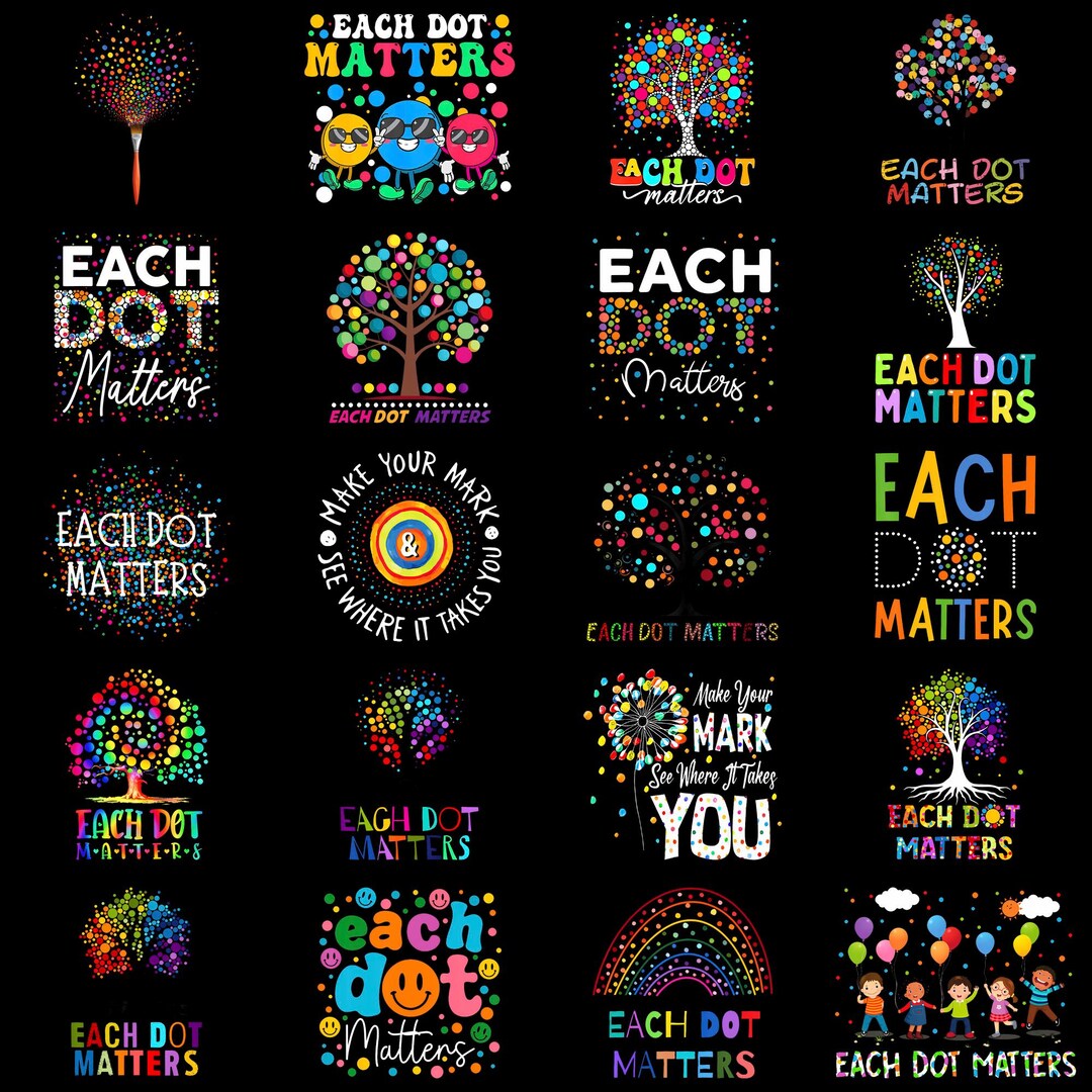 Each Dot Art Matters Tree PNG, Inclusive Dot Day Clipart for Kids Girls ...