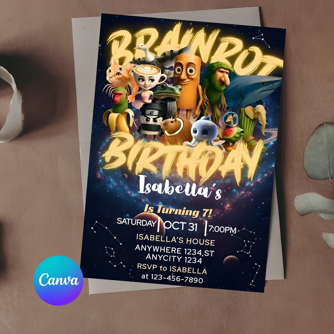 Italian Brainrot Birthday Invitation, Digital Invitation, Birthday ...