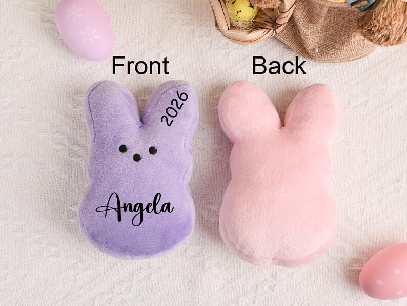Personalized 2026 Easter Peep Bunny Plush, Custom Name Stuffed Rabbit ...