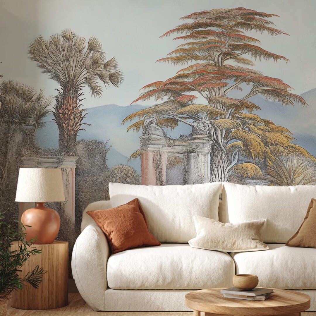 Luxury Mural Wallpaper, Classical Garden Landscape With Ruins, Scenic ...