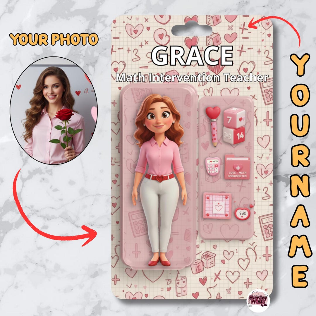 Custom 3D Cartoon Portrait | Math Teacher Valentine Gift | Personalized ...