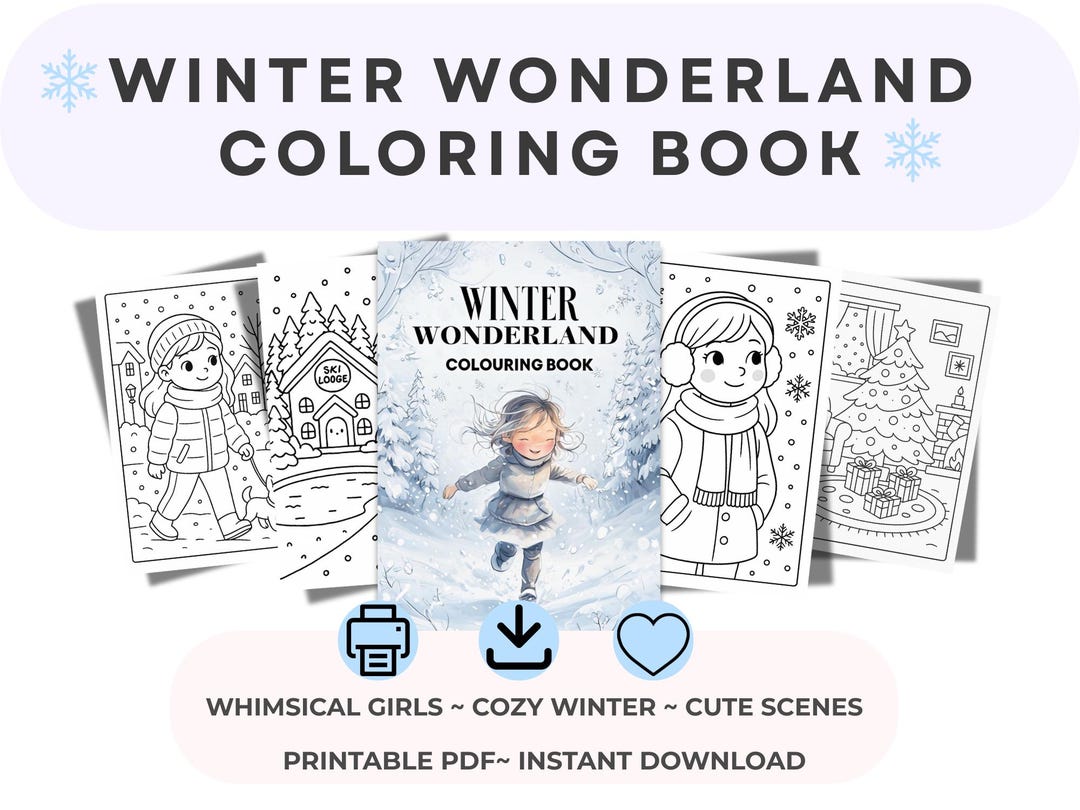 Winter Wonderland Coloring Book for Kids, 25 Christmas Pages, Holiday ...