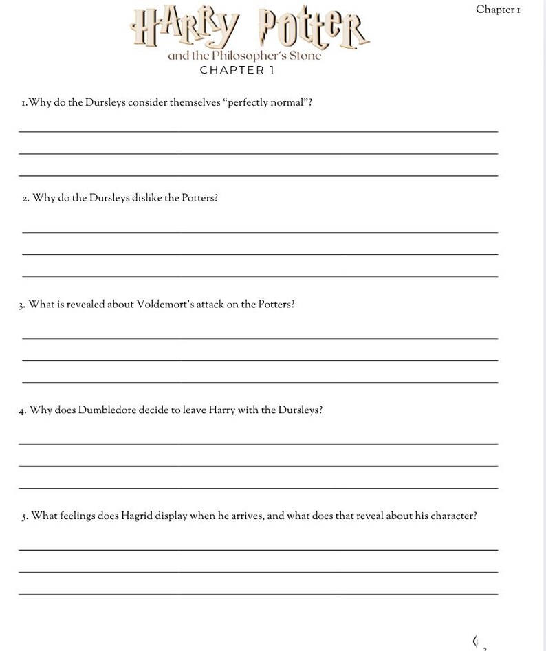 Harry Potter and the Philosopher’s Stone Printable Reading ...