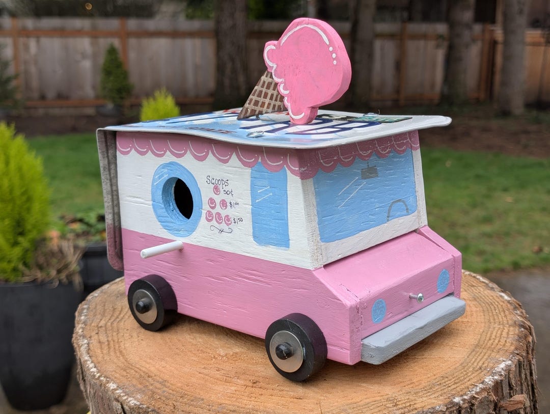 Birdhouse, Ice Cream Truck, With License Plate Roof (WA 1247-RB) - Etsy