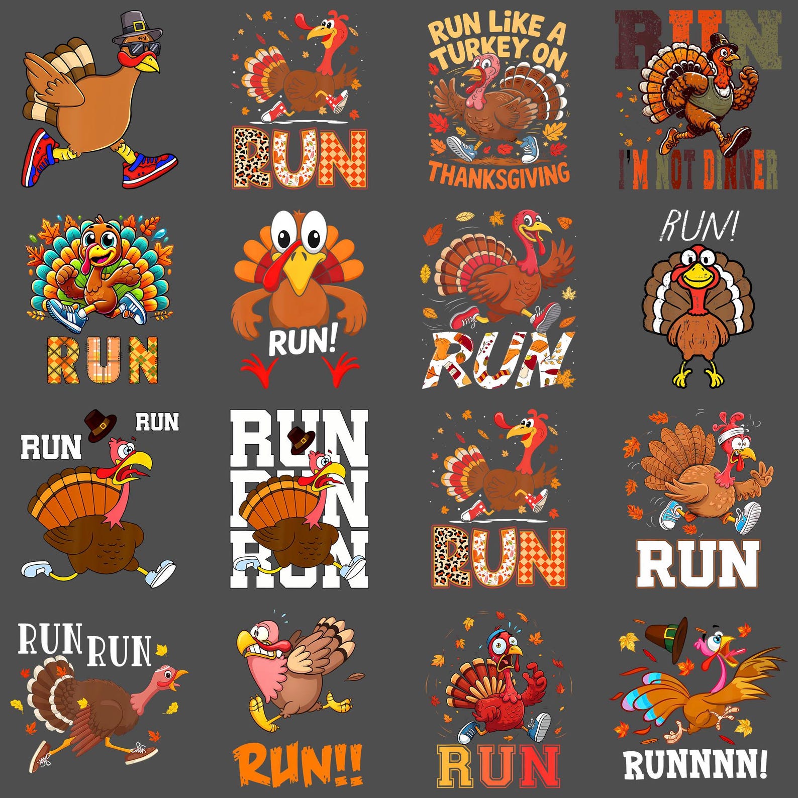 Turkey Run PNG, Funny Thanksgiving Running Clipart, Turkey Trot Race ...