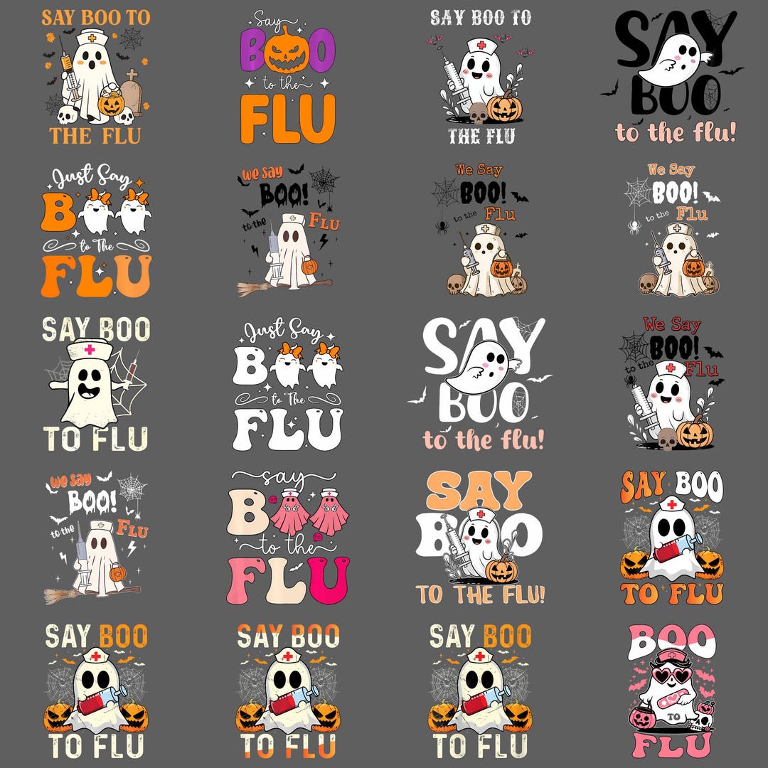 Say Boo to the Flu PNG, Funny Halloween Nurse Sublimation, Cute Ghost ...