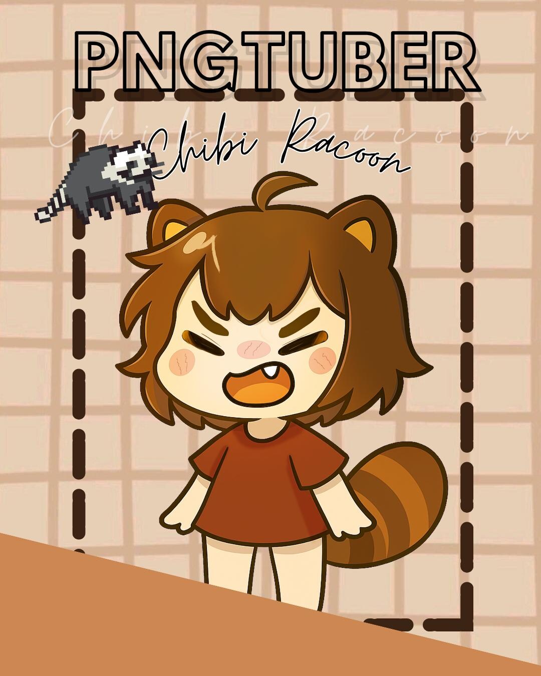 Angry Chibi Raccoon Pngtuber – Kawaii Streamer Digital Art (digital ...