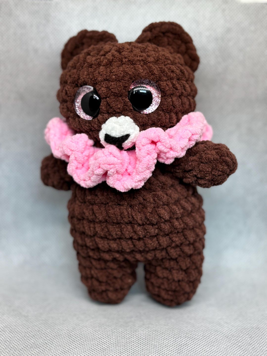 Handmade Crocheted Brown Teddy Bear – Soft Tinouss Chenille Wool Plush ...
