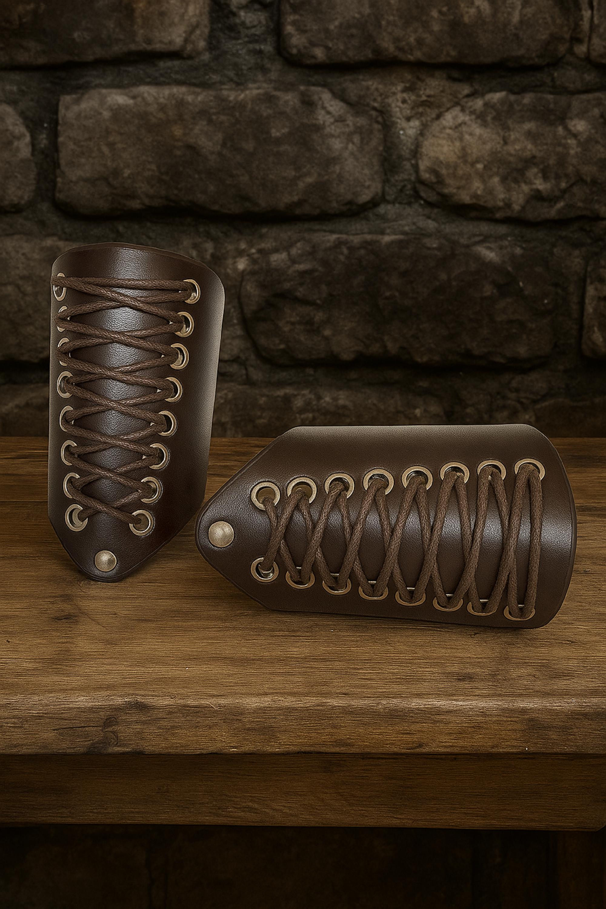 Lace-up Leather Wrist Cuff: Medieval Biker Bracer - Etsy