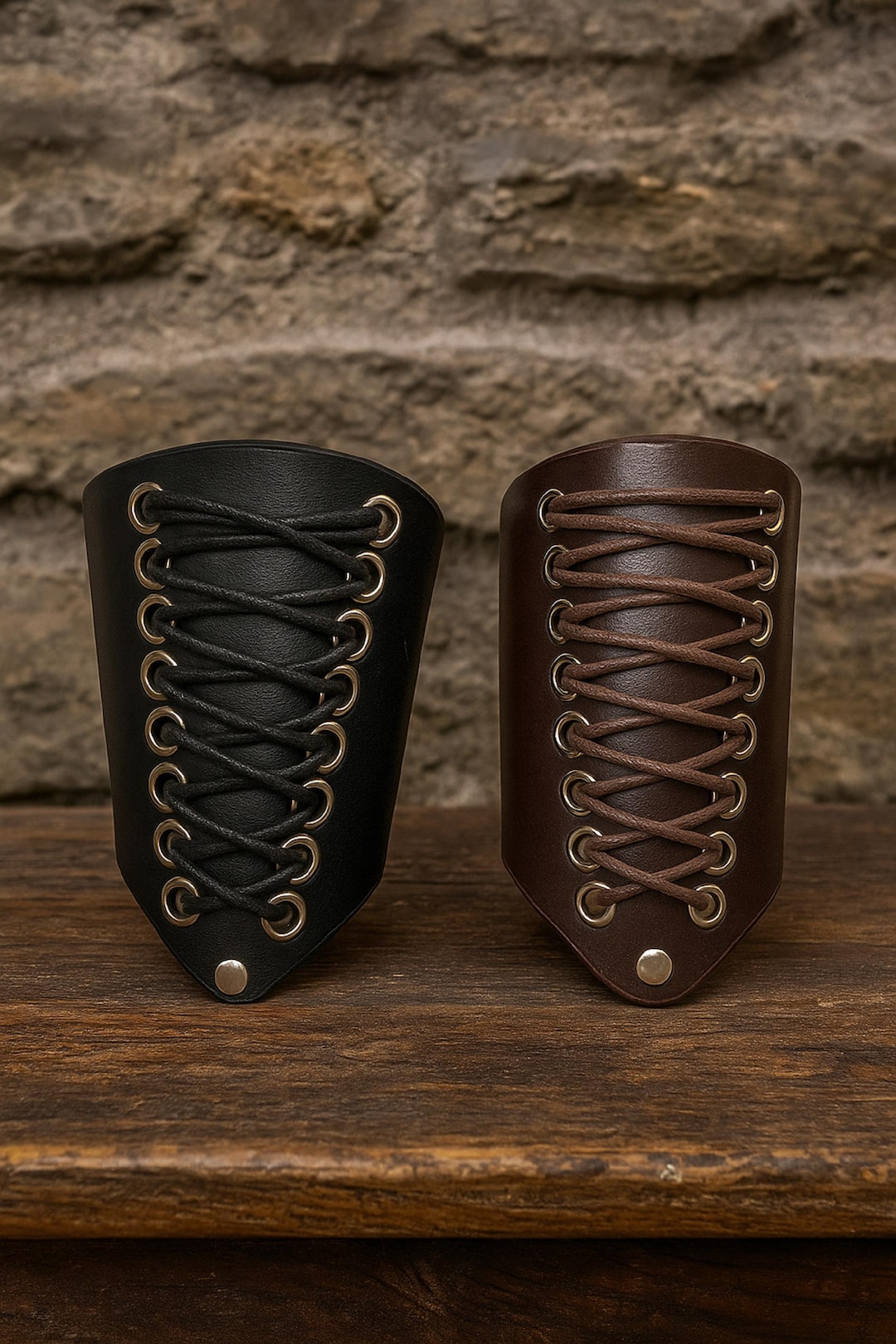 Lace-up Leather Wrist Cuff: Medieval Biker Bracer - Etsy