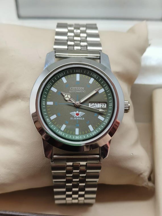 vintage citizen automatic wrist watch green colour di… - Gem