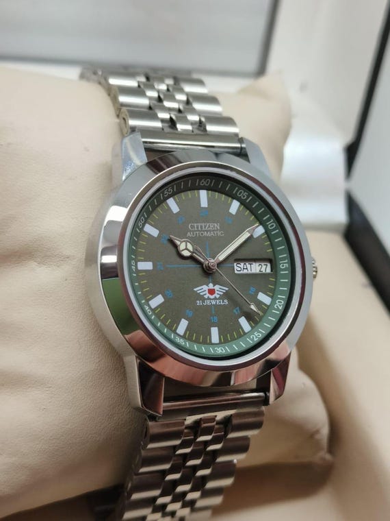 vintage citizen automatic wrist watch green colour di… - Gem